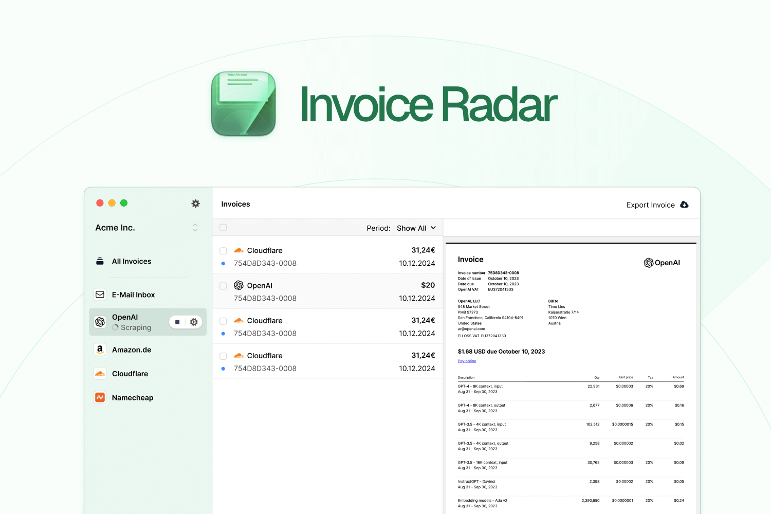Invoice Radar - Automate your invoice collection